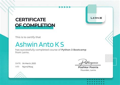 Ashwin Anto K S On Linkedin Python Bootcamp Learning Coding