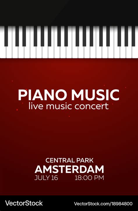 Piano Concert Poster Design Live Music Royalty Free Vector