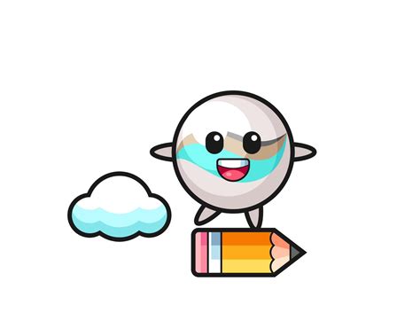 Marble Toy Mascot Illustration Riding On A Giant Pencil 6611746 Vector
