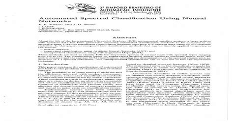 Pdf Automated Spectral Classification Using Neural Networks · Cefet Pr 13 A 15 De Setembro De