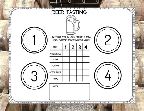 Beer Tasting Flight Placemat Printable Beer Tasting Etsy