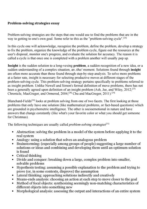 Problem Solving Strategies Essay Problem Solving Strategies Essay Problem Solving Strategies