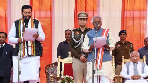 Nayab Singh Saini Swearing In Ceremony Updates Haryana Cm To Take Oath