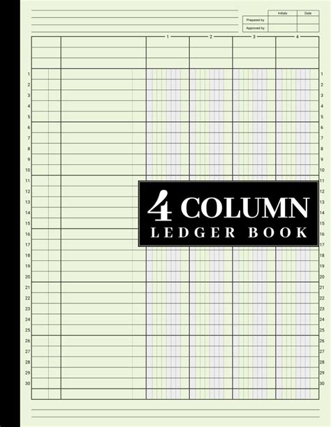 4 Column Ledger Book Large Accounting Ledger For