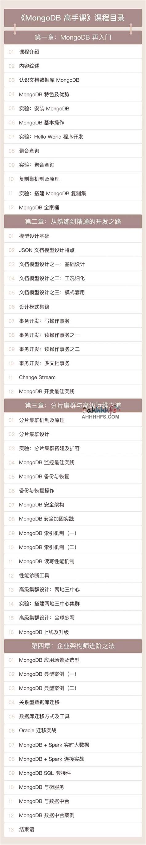 Mongodb高手课 阿里云盘下载 Ahhhhfs A姐分享