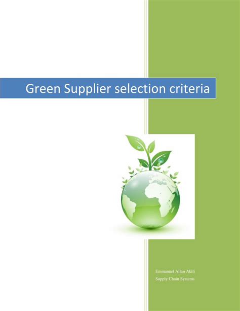 Pdf Green Supplier Selection Criteria University Of · · 2016 07