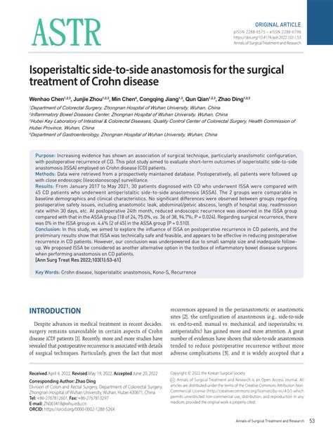 Pdf Isoperistaltic Side To Side Anastomosis For The Surgical