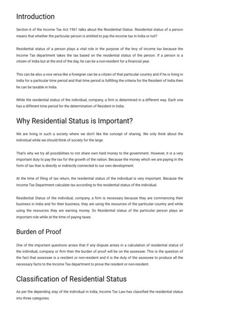 What Are The Different Types Of Residential Status Under Income Tax Act