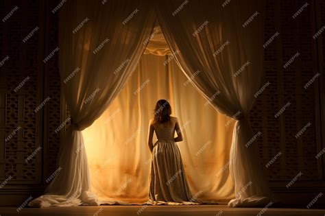 Premium Ai Image Woman Wakeup And Opening Curtains In Hotel Room At