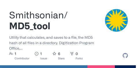 github smithsonian md5 tool utility that calculates and saves to a