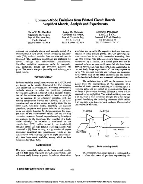 Pdf Common Mode Emissions From Printed Circuit Boards Simplified