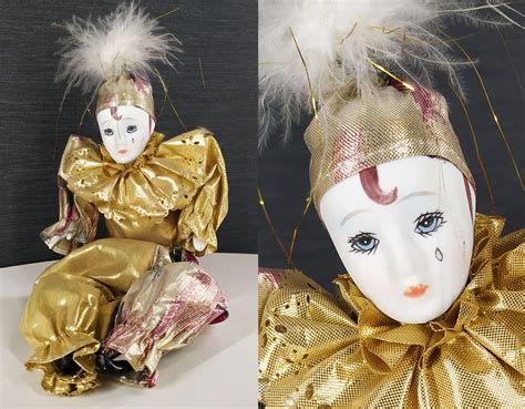 Toys And Games Dolls Harlequin Doll Porcelain Silk Ruffled Dress