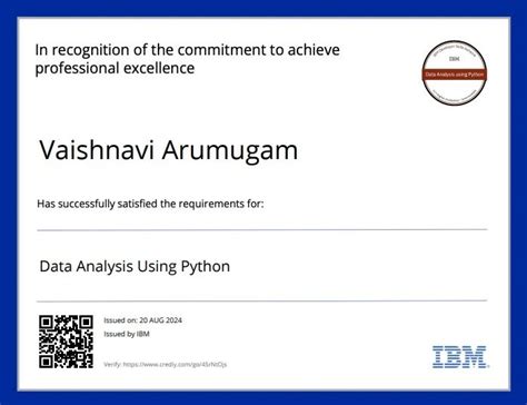 Vaishnavi Arumugam On Linkedin Dataanalytics Python Certification
