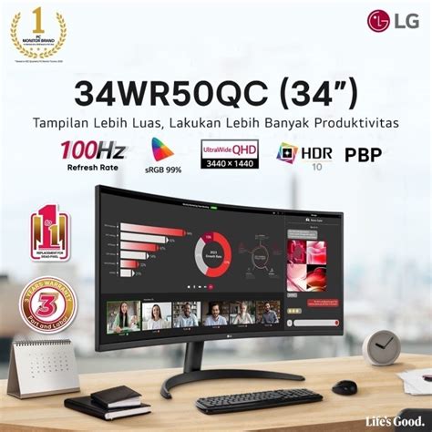 Jual Lg Wr Qc Inch Curved Ultrawide Monitor Qhd Va Hz Ms Shopee Indonesia