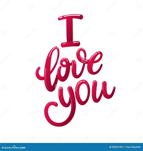 Love You Hand Written Lettering Romantic Calligraphy Stock Vector