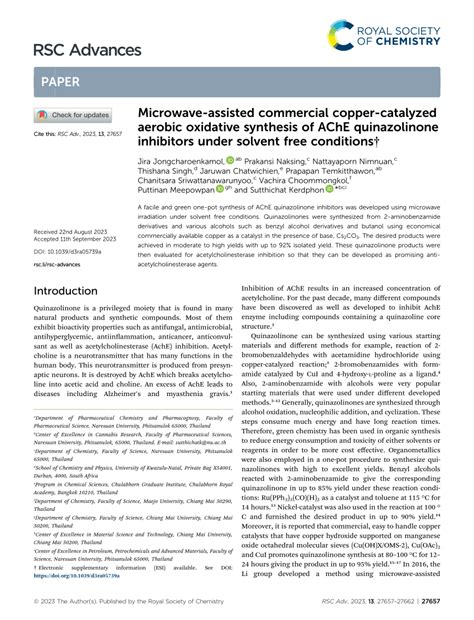 Pdf Microwave Assisted Commercial Copper Catalyzed Aerobic Oxidative