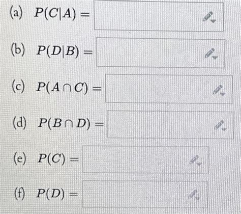Solved A Pc∣a B Pd∣b C Pa∩c D Pb∩d E
