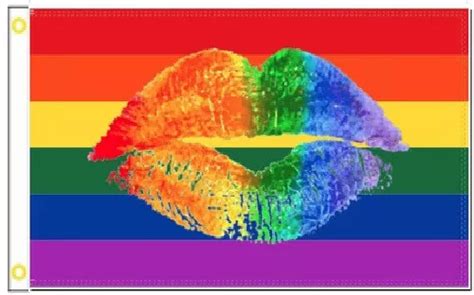 3x5ft Rainbow Lipstick Kiss Pride Flag Banner Lgbtq Gay Lesbian Love