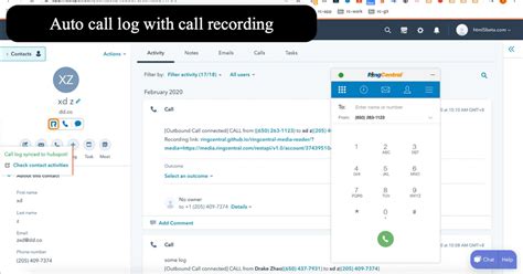 Screenshots RingCentral Embeddable Phone For HubSpot