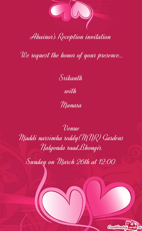 Abainors Reception Invitation Free Cards