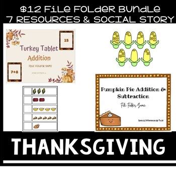 Thanksgiving File Folder Game Bundle W Social Story TpT