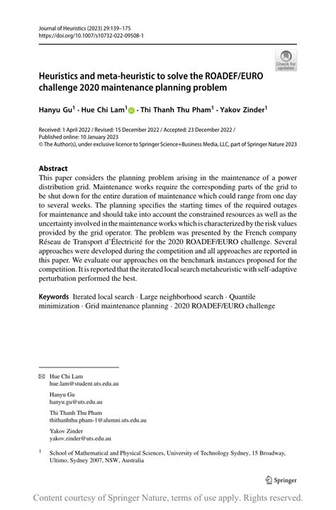 Heuristics And Meta Heuristic To Solve The Roadefeuro Challenge 2020 Maintenance Planning
