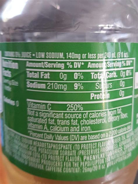 Lipton Citrus Green Tea Ingredients