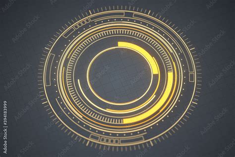 Glowing Golden Hud Circles Sci Fi Background D Rendering Stock