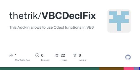 Github Thetrikvbcdeclfix This Add In Allows To Use Cdecl Functions In Vb6