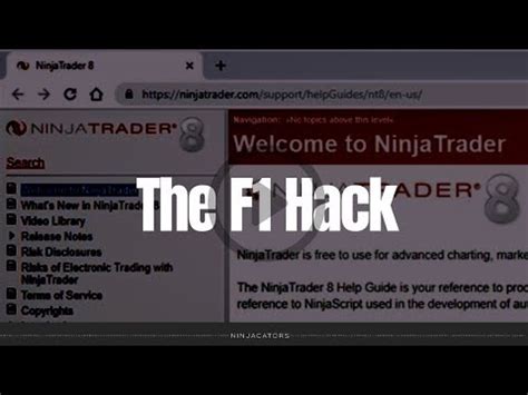 NinjaTrader 8 Hack The F1 Hack Ninjacators