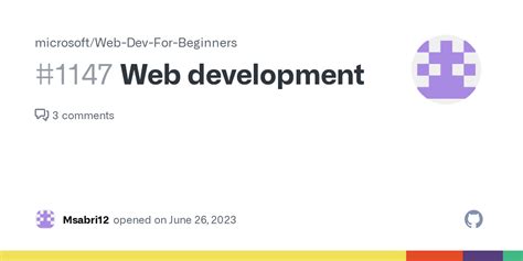 Web Development · Issue 1147 · Microsoftweb Dev For Beginners · Github