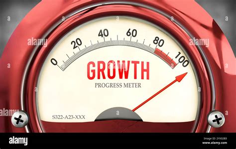 Growth And Progress Meter That Is Hitting A Full Scale Showing A Very Growth And Progress Meter That Is Hitting A Full Scale Showing A Very