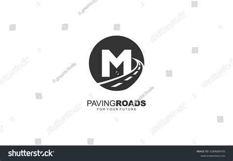 M Logo Asphalt Identity Construction Template Stock Vector Royalty
