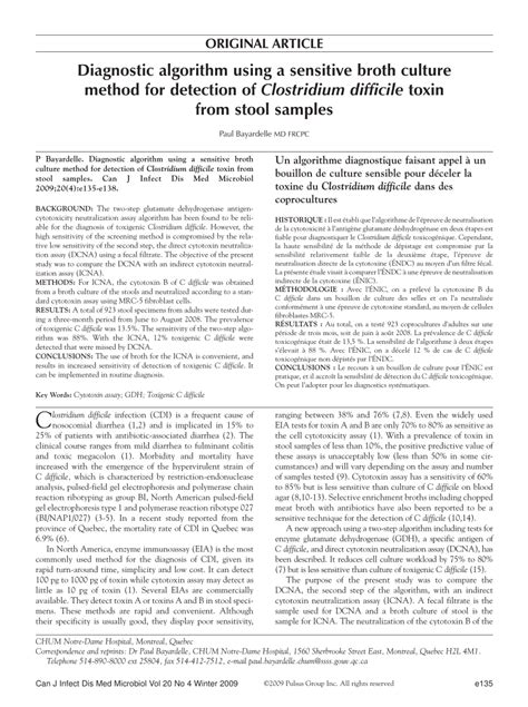 Pdf Diagnostic Algorithm Using A Sensitive Broth Culture Method For