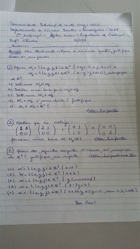 Lista De Exercicio Cap Boldrini Lgebra Linear I