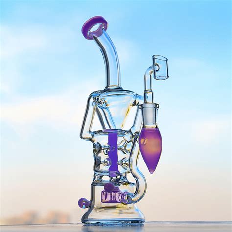 Purple Dab Rig Water Pipe Glass Smoking Accessories Thick Recycler Oil
