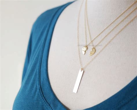 Gold Best Friends Heart Necklace Set Best Friend Necklace Etsy