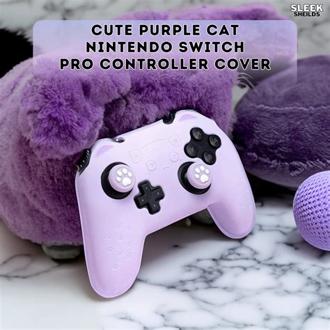Cute Cat Nintendo Switch Pro Controller Cover Purple Nintendo Switch