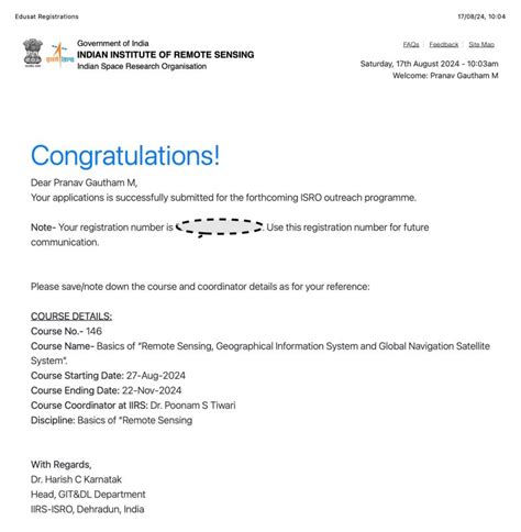 Pranav Gautham M On Linkedin Isro Iirs Skilldevelopment