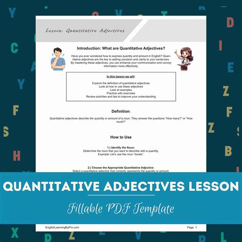 Quantitative Adjectives Lesson Editable Fillable Printable Pdf