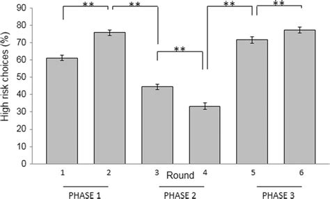 Percentage Of High Risk Choices During Each Round Error Bars Represent