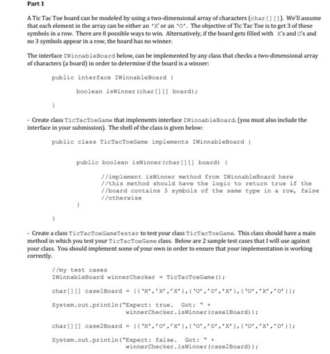 Solved Part 1 A Tic Tac Toe Board Can Be Modeled By Using A