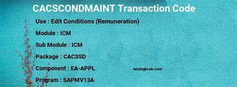 Cacscondmaint Sap Tcode For Edit Conditions Remuneration