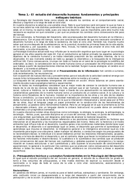 Doc Tema 1 El Estudio Del Desarrollo Humano Fundamentos Y