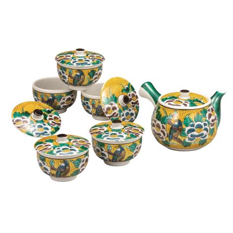 九谷焼 蓋付茶器 吉田屋花鳥 急須 蓋付汲出揃5客セット 地方問屋data 通販 Yahooショッピング