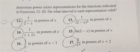 Solved Determine Power Series Representations For The Chegg Com
