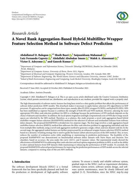 Pdf A Novel Rank Aggregation Based Hybrid Multifilter Wrapper Feature