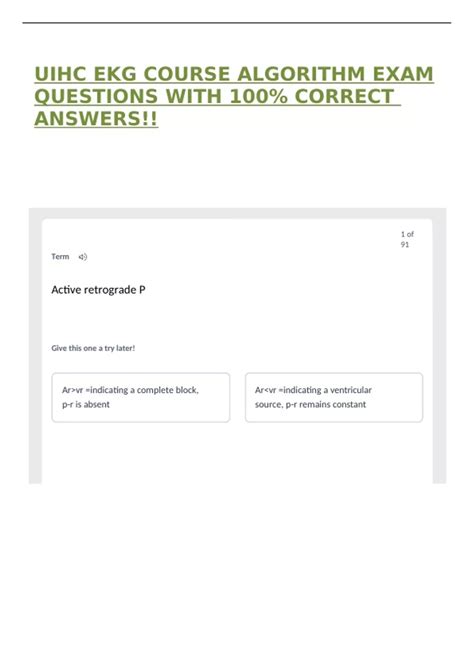 Uihc Ekg Course Algorithm Exam Questions With 100 Correct Answers Uihc Ekg Stuvia Us