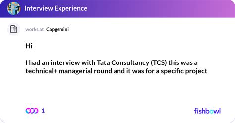 Hi I Had An Interview With Tata Consultancy TCS Fishbowl