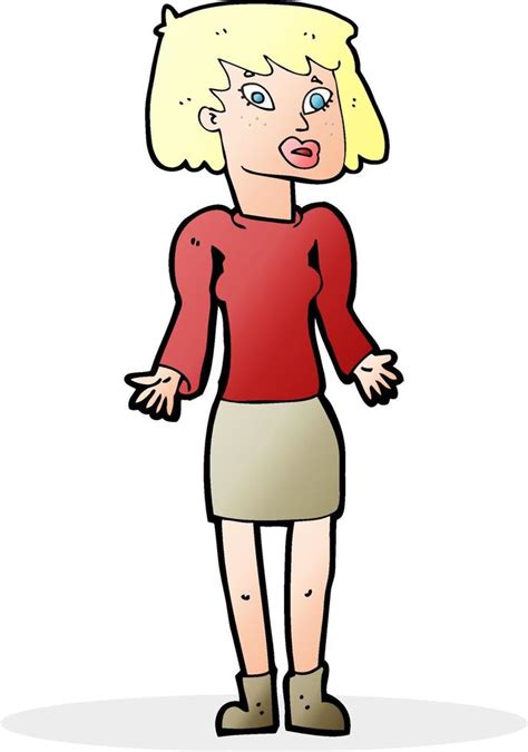 Cartoon Woman Shrugging Shoulders 12279364 Vector Art At Vecteezy